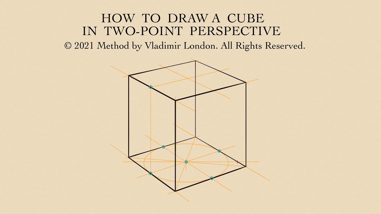 Unique method of drawing a cube in two-point perspective - YouTube