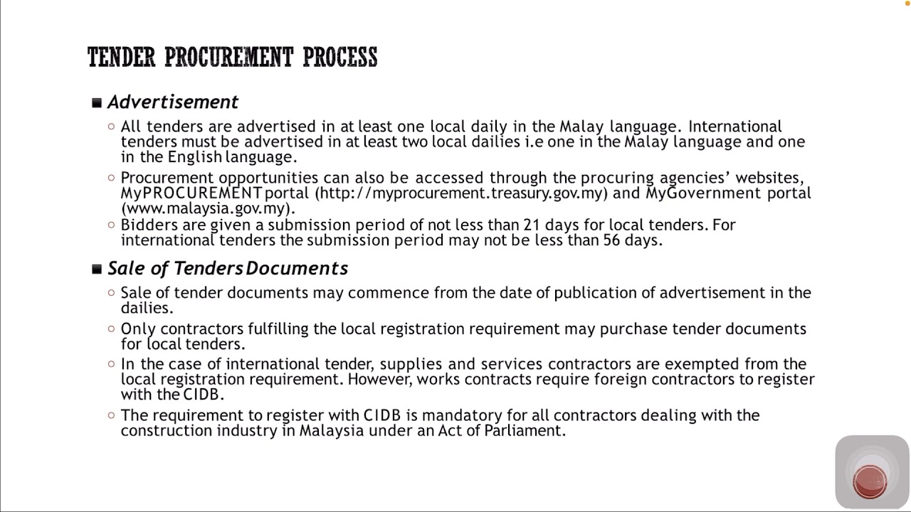 Chapter 5: Tender Procurement Process - YouTube