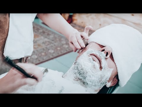 💈(ASMR) Relaxing Shave from female barber ( No Talking - Nomad Barber - Part 3)