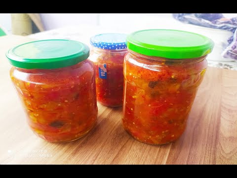 Qış Üçün Pomidorlu - Bibərli Salat. İkra. Икра из Баклажан на Зиму
