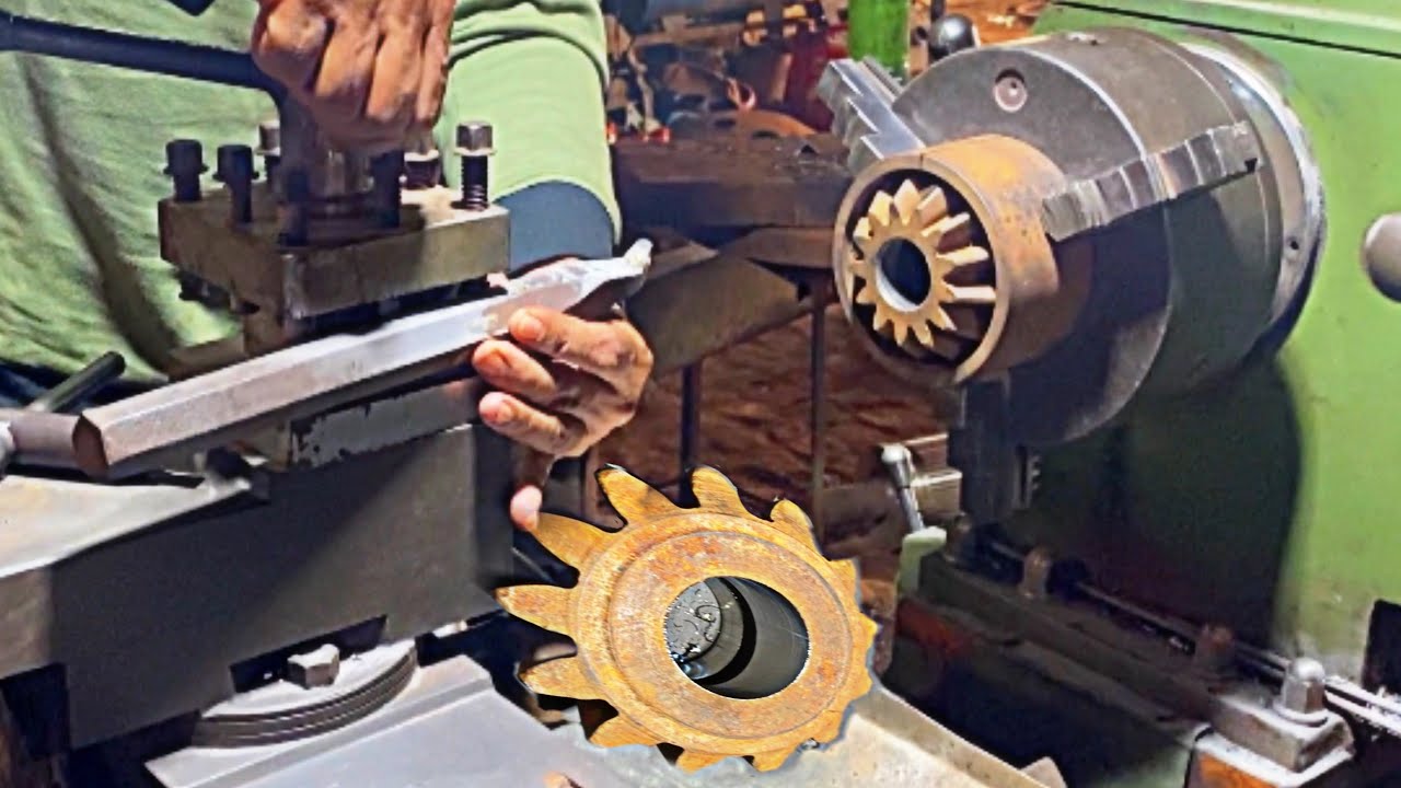 Wonderful Process of Making and Boring taper gear pulley on lathe ...