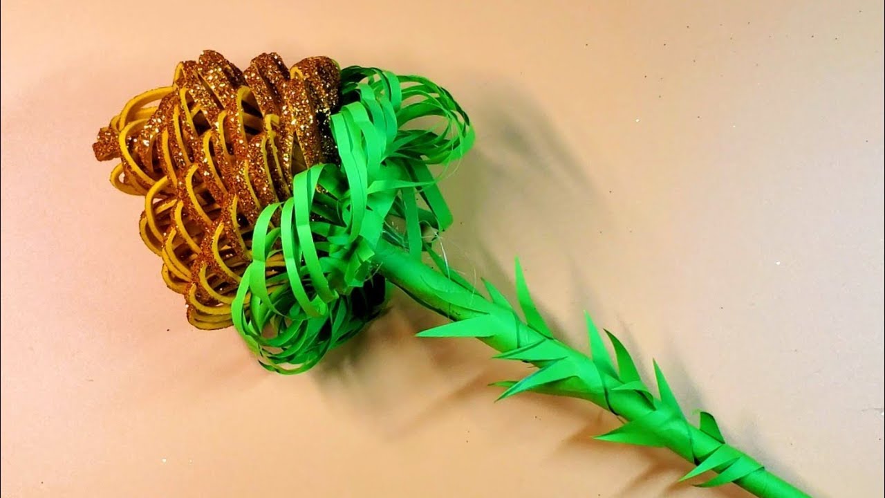 How To Make Glitter Foam Flower ( Golden Foamiran) // Amazing Handmade ...