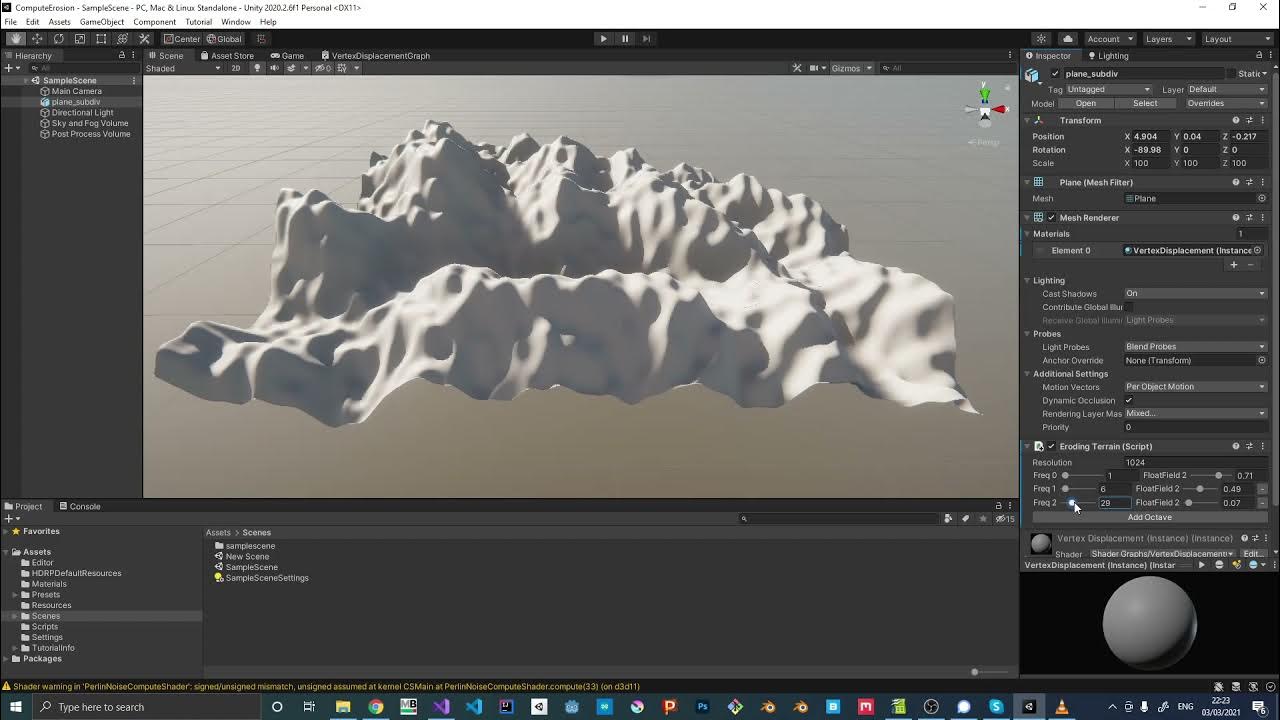 Perlin Noise Compute Shader In Unity Wave Effect Youtube