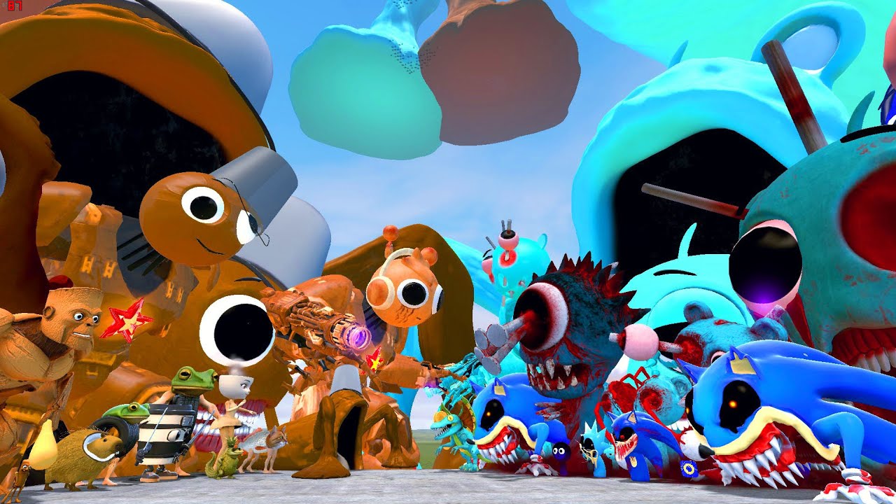 NEW SPRUNKI SEA EATER FAMILY BRUT VS SKY , BLUE In Garry's Mod - YouTube