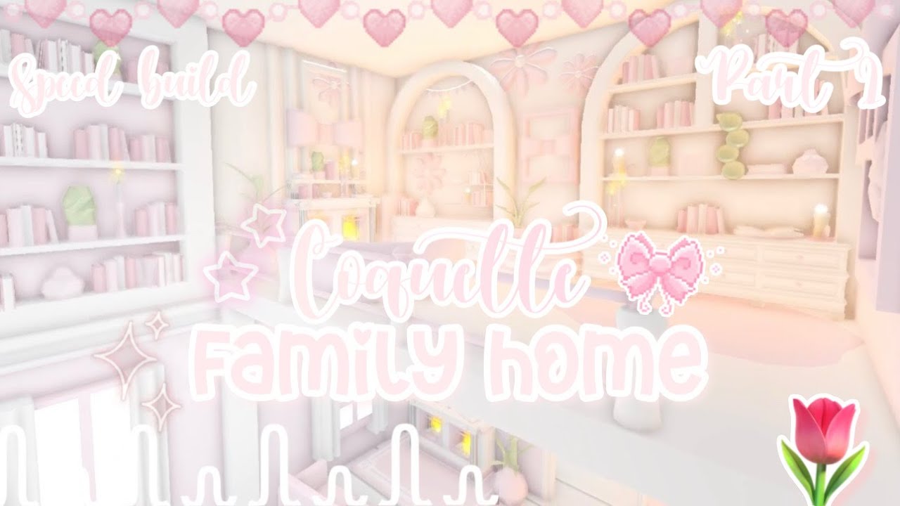 𝜗𝜚 Pink coquette family home speed build 🌺 - Adopt me - YouTube