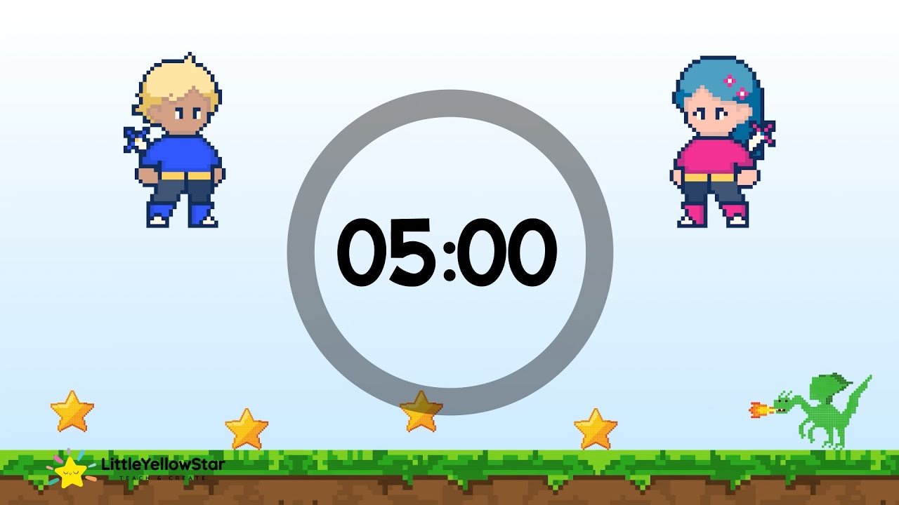 Retro Game Timer For Kids - 5 Minutes Countdown Timer For Kids With ...