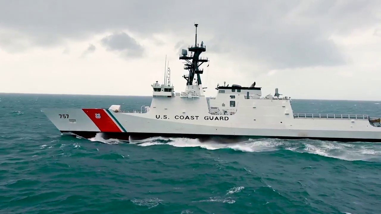 National Security Cutter Midgett Sails Away - YouTube