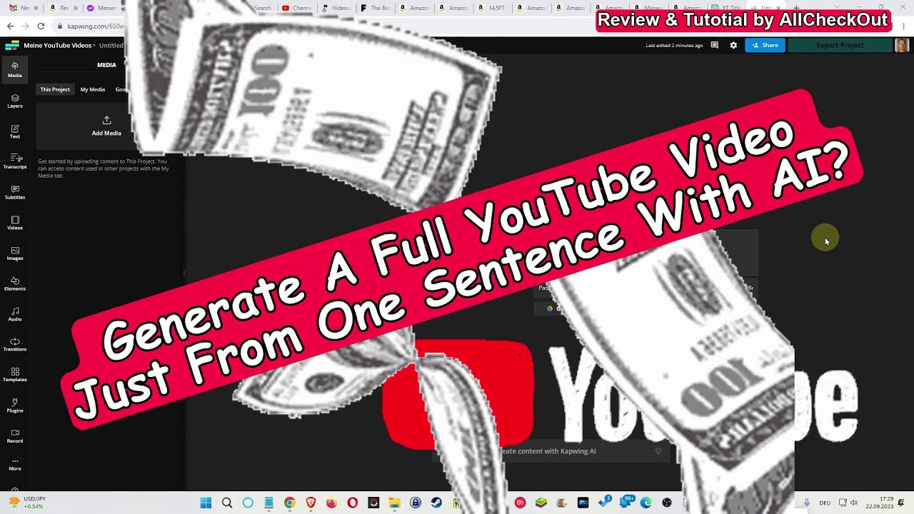 Editing Magic: Creating Full YouTube Videos from a Short Description with Kapwing! - YouTube