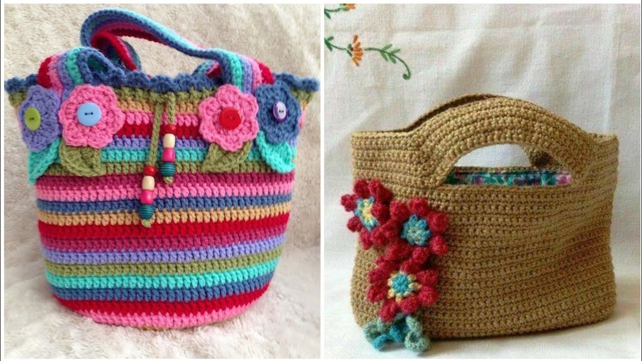 top attractive and outstanding fancy crochet handmade handbags/ purse designs for ladies - YouTube