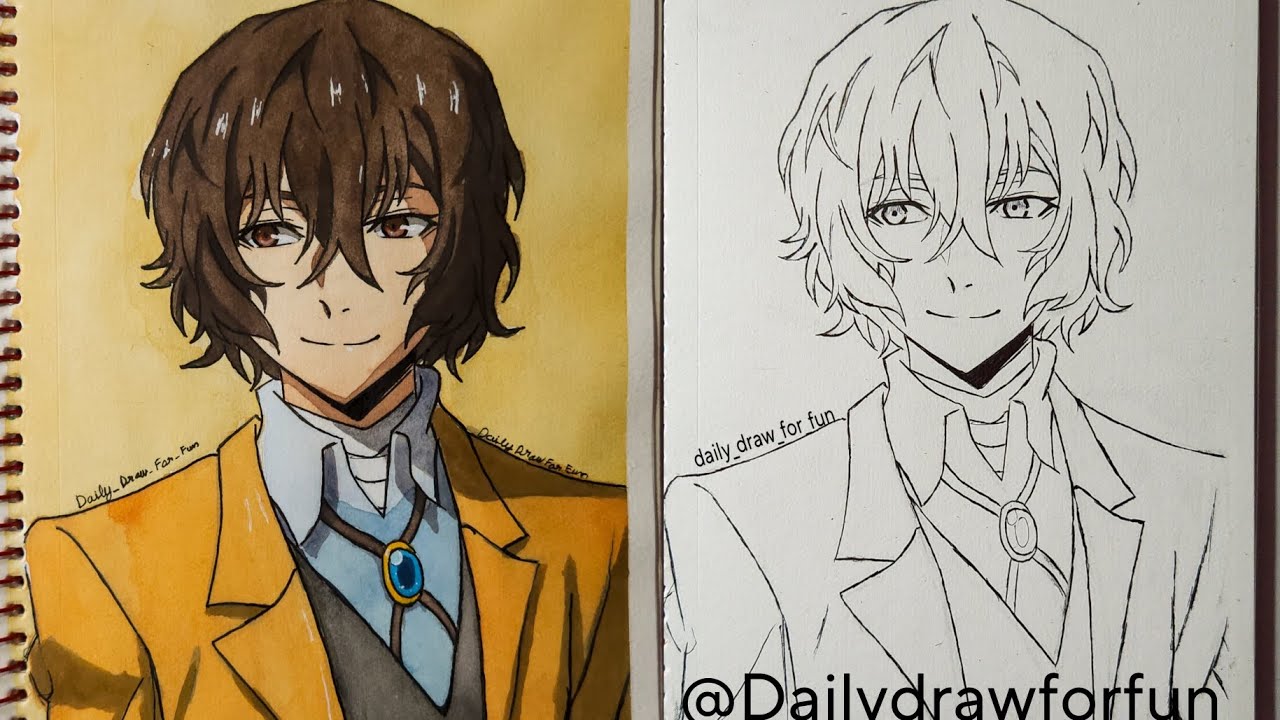How to draw Dazai Osamu| Bungou The Stray Dogs| Drawing and Coloring ...
