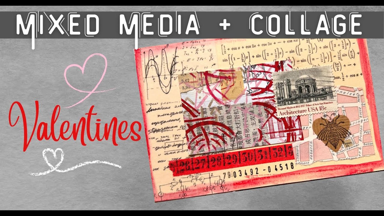 Mixed media collage art tutorial ️ Paper craft Valentines - YouTube