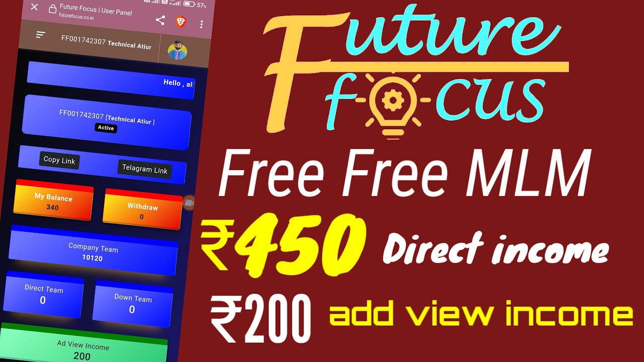 Future Focus | Free Free MLM company | Direct income 450 | Self income ...