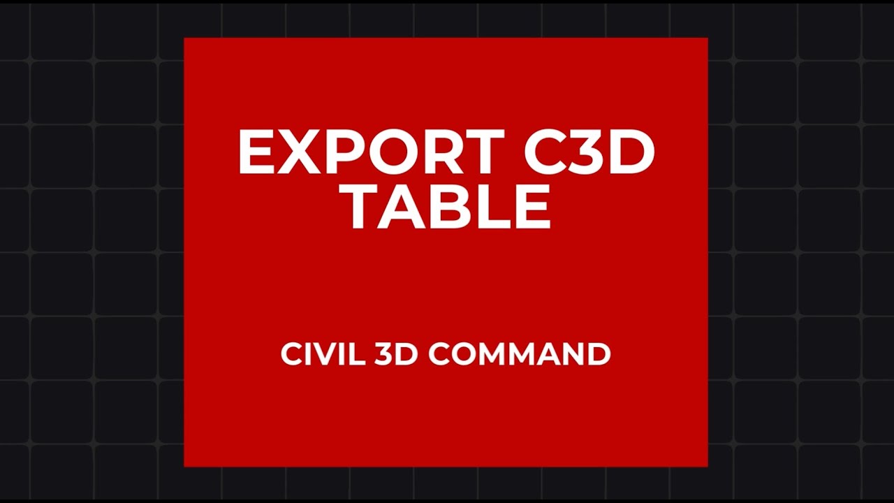Export C3D Table - CCcadTools | Civil 3D - YouTube