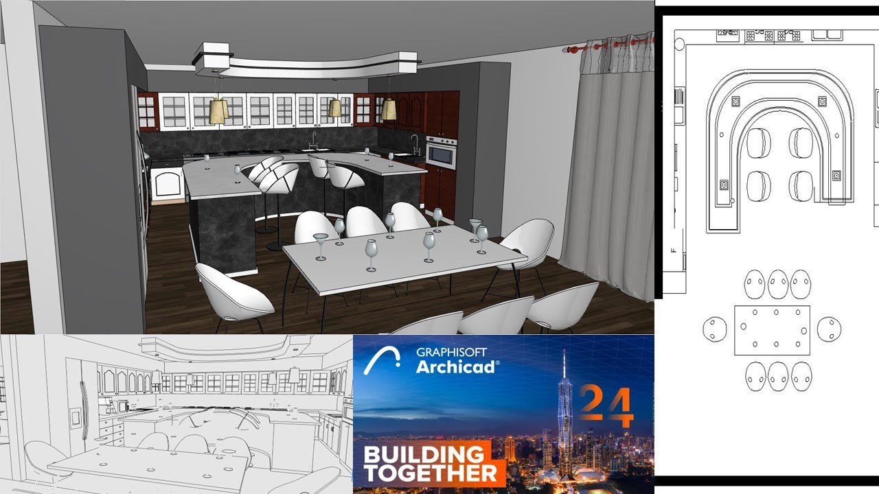 How to design the modern kitchen _ in Archicad 24 - YouTube