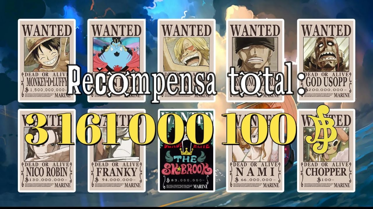 Todas las recompensas actualizadas de los mugiwaras (one piece) - YouTube
