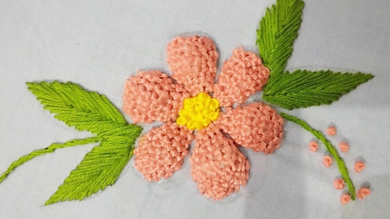 Gorgeous 3D embroidery flower//cute and stylish embroidery design - YouTube