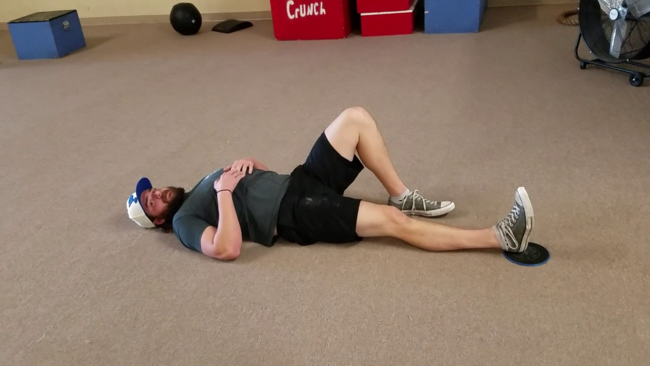 Single leg hamstring curl with hip bridge - YouTube