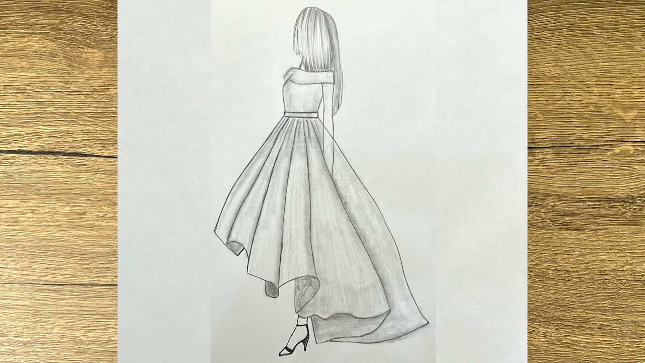 How to Draw Girl in a Beautiful Dress || Drawing Tutorial || Easy ...