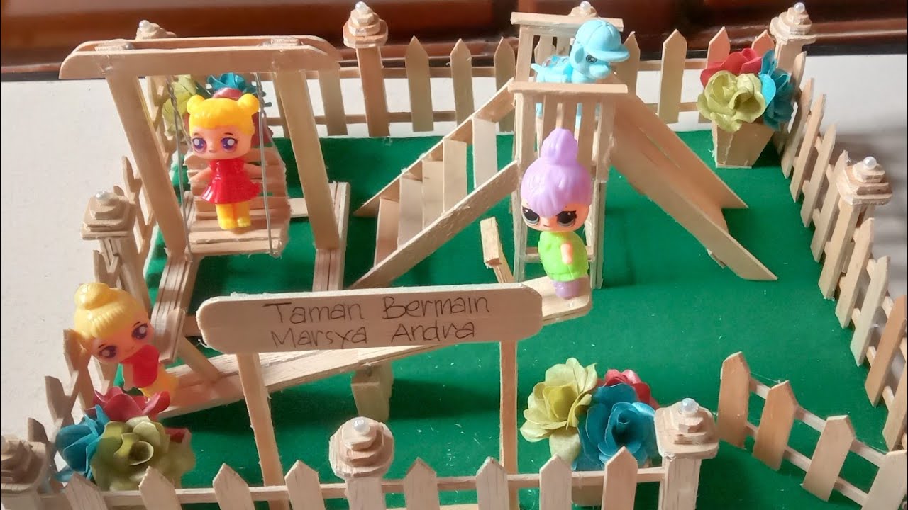 Cara membuat Miniatur taman bermain dari stik es - YouTube