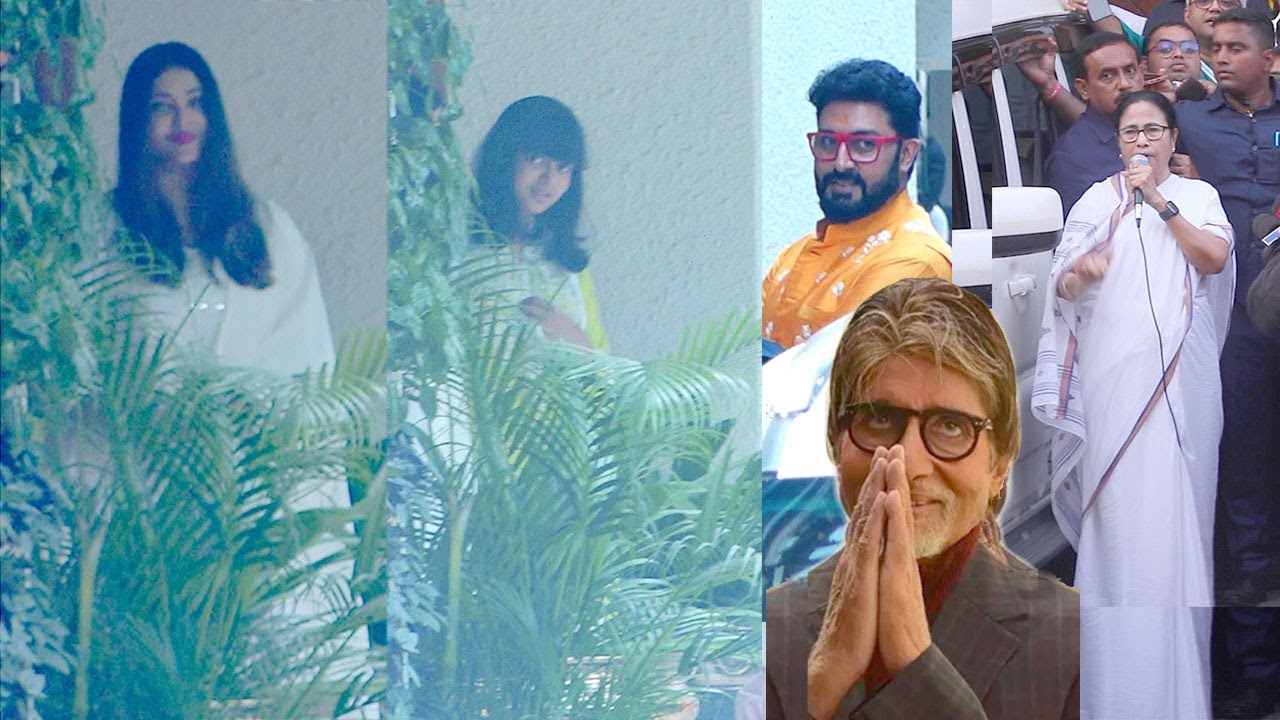 Aaradhya,Aish, Abhishek Wait At Jalsa Staircase Welcome Mamta Didi Come ...