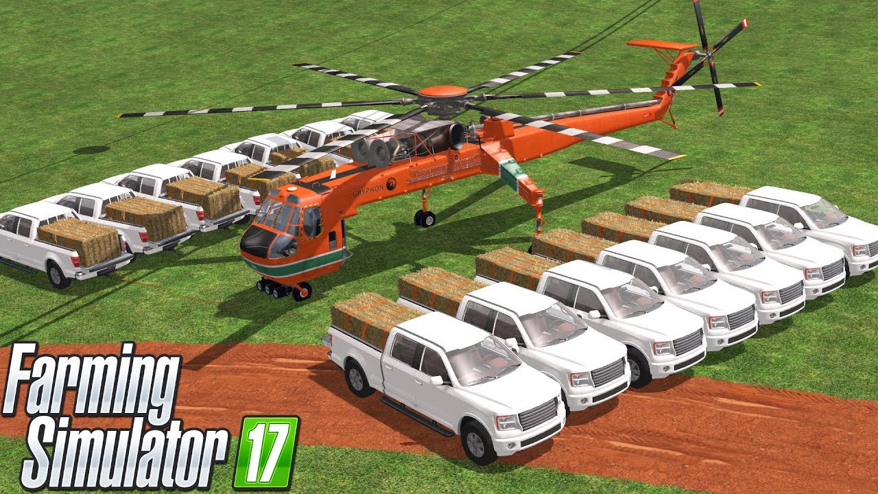 Farming Simulator 17 | HELICOPTER vs PICKUPS - YouTube