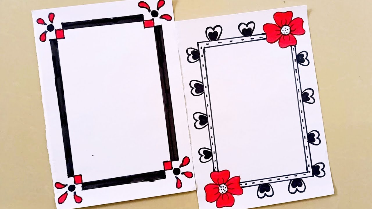 2 Easy project work design borders | Simple design borders for project ...