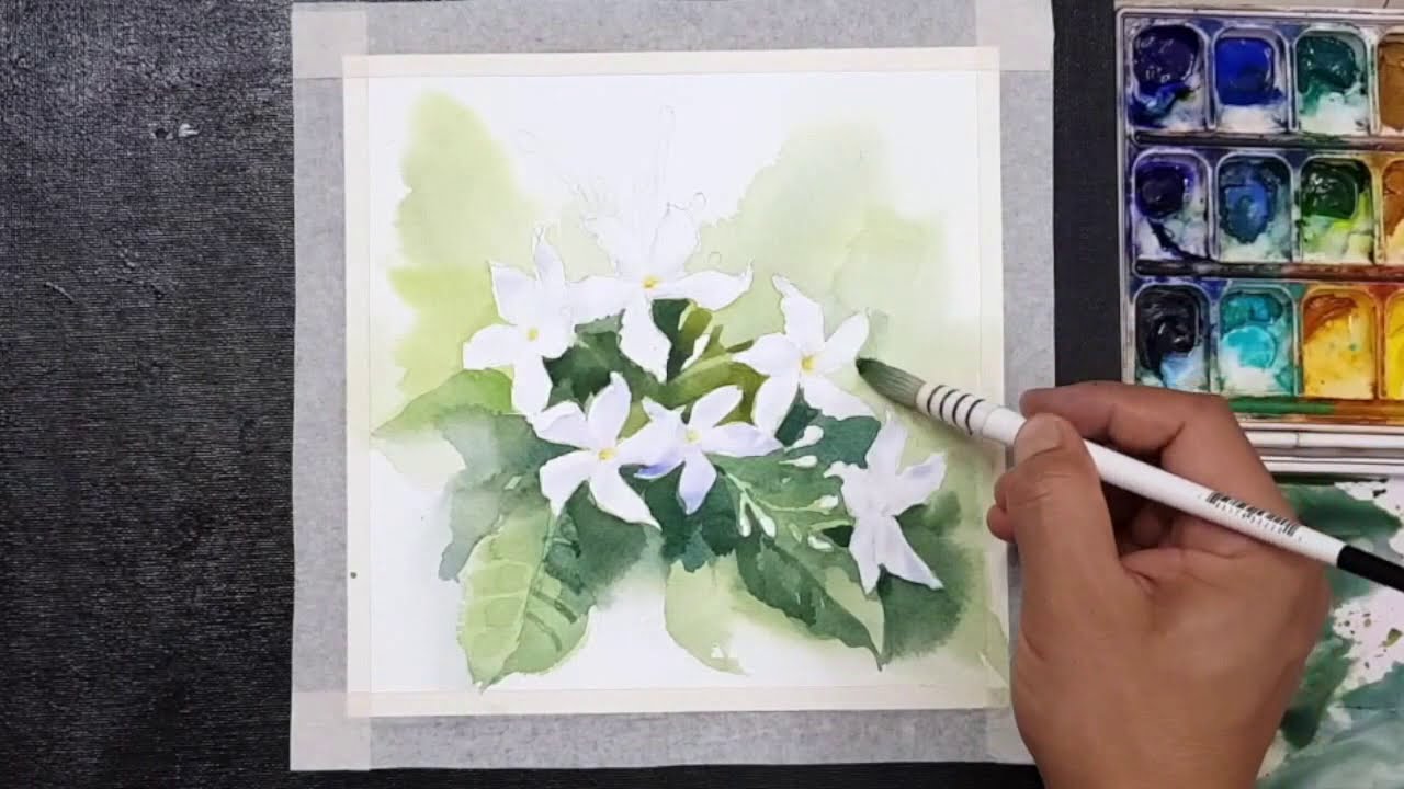 Pinwheel Jasmine | Watercolor tutorials | watercolor for beginners ...