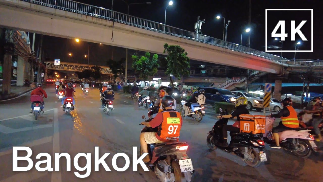 [4K] Bangkok Night Drive | Driving Rama Ⅳ Road in Bangkok at Night ...