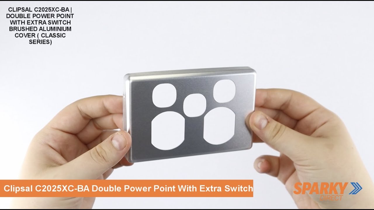 Clipsal C2025XC-BA | Double Power Point with Extra Switch Brushed ...