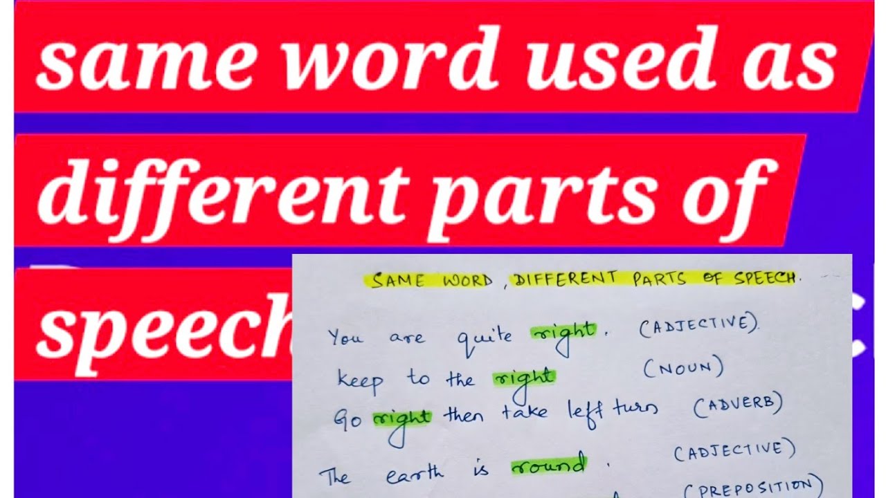 Different parts of speech with same word - YouTube