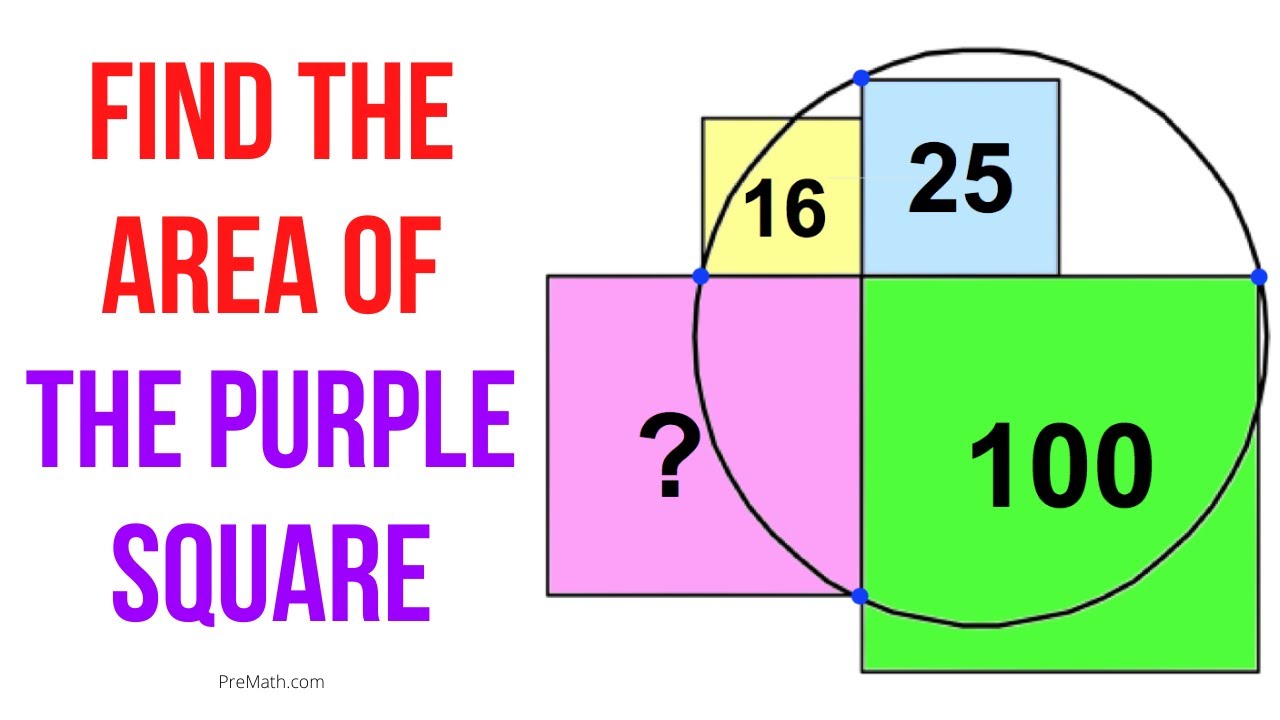 Find the Area of the Purple Square | Learn the Chords Theorem! - YouTube