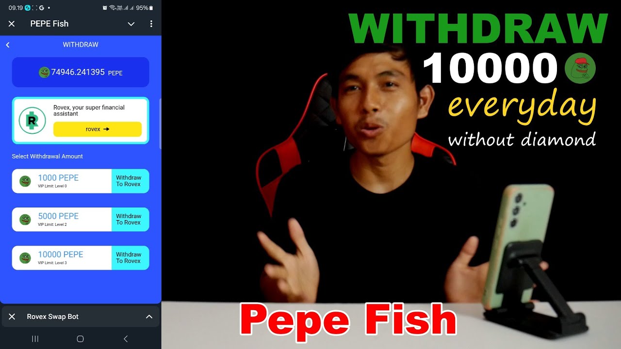 pepe fish withdrawal 10000 pepe everyday without diamond - YouTube