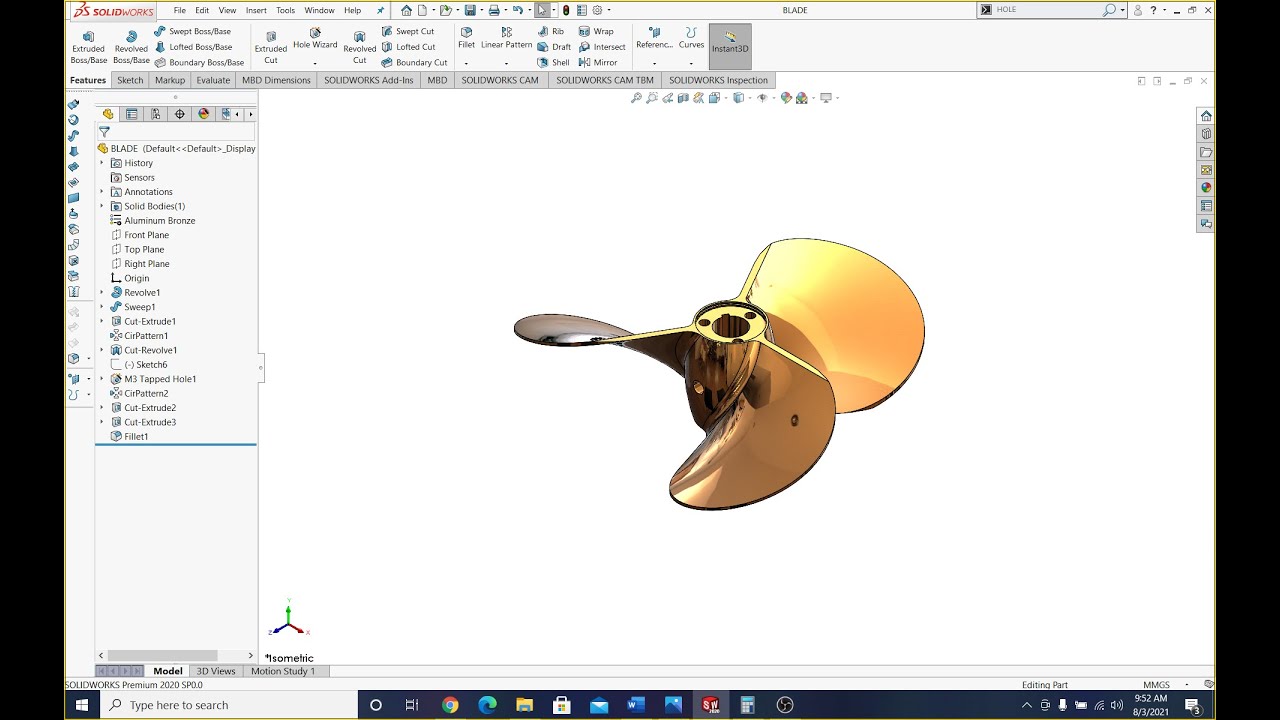 SolidWorks Tutorial membuat Blade Bahasa Indonesia - YouTube