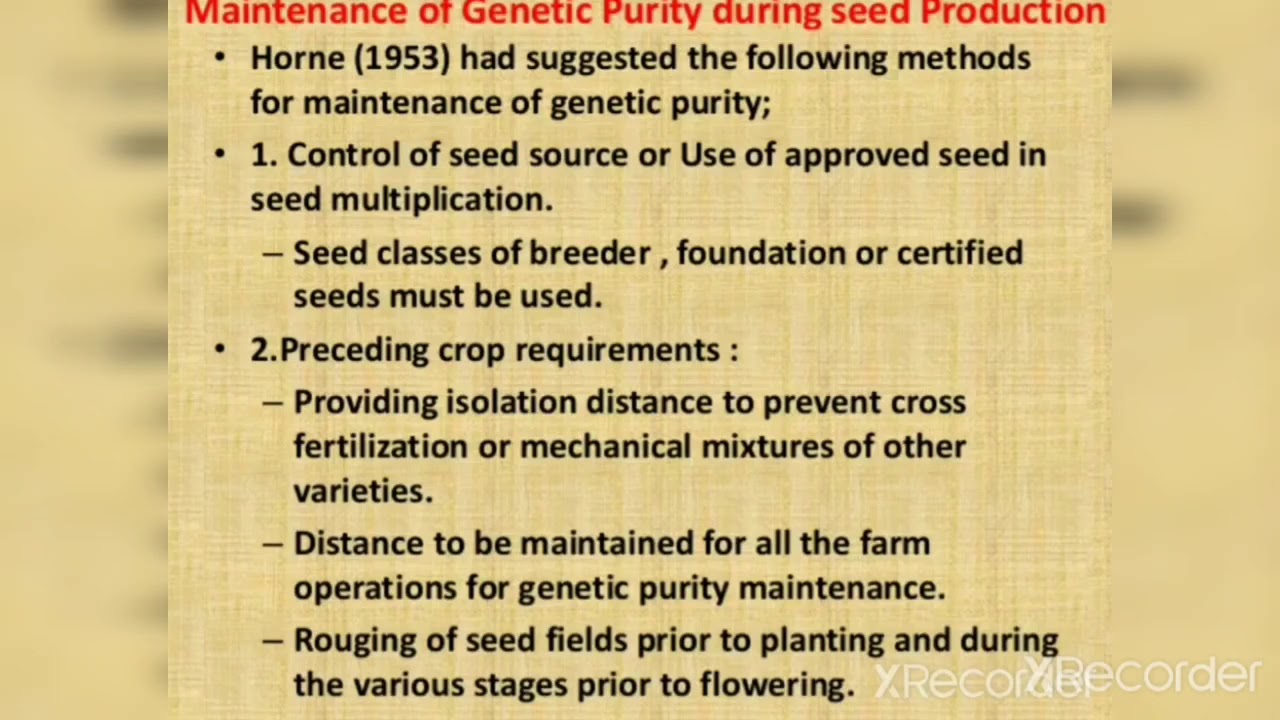 Genetic principles of Seed Production Technology - YouTube