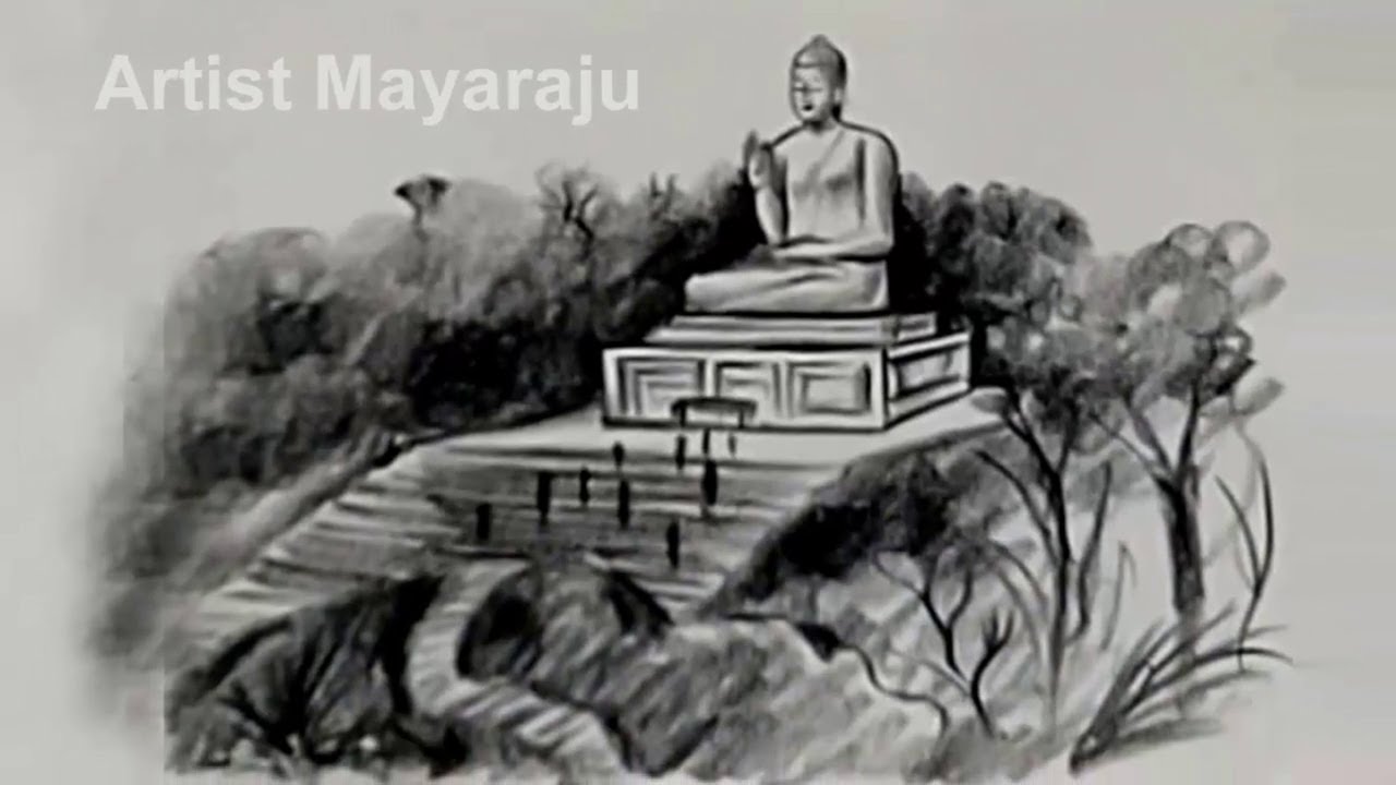 How to Draw "POSON POYA DAY" Drawing / Sri Lankan buddhist /Mihintale ...