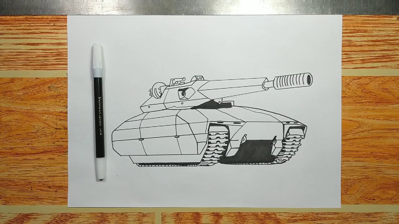 How to draw REALISTIC TANK step by step - YouTube