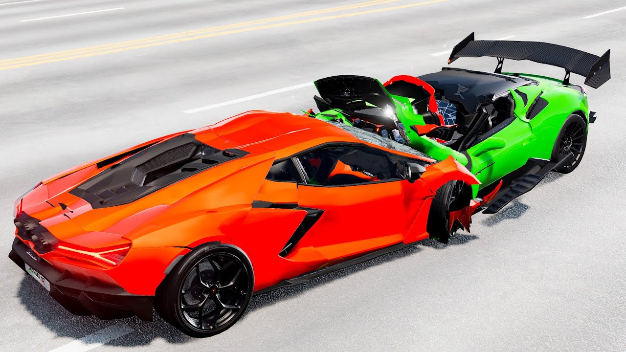 High Speed Head On Cars Crashes Simulations - BeamNG Drive - YouTube
