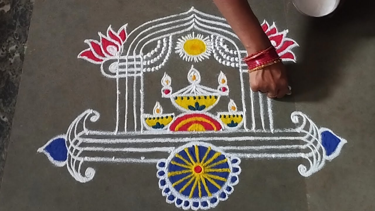 Thai Matham Kolam | Ratha Saptami kolam | Ther Kolam| 9*2 dots | Ratham ...