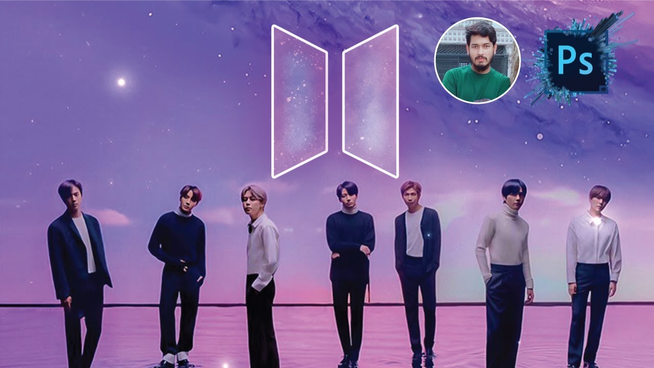 BTS Cover Photo Design । BTS Logo Design in Photoshop - YouTube