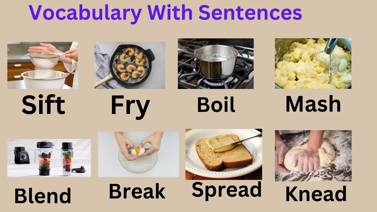 Cooking Verbs with sentences _ cooking Vocabulary - YouTube