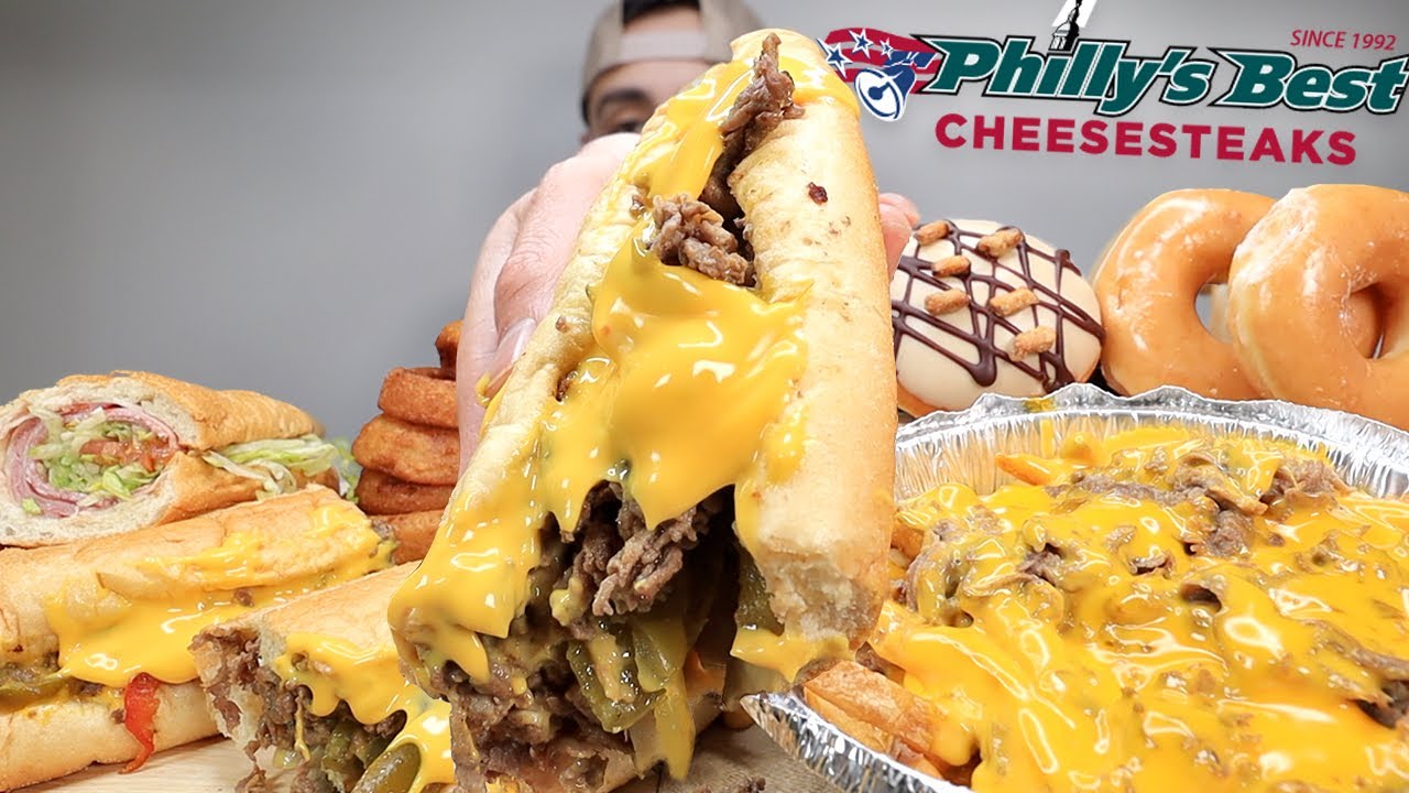 MUKBANG EATING Philly's Best CHEESY Philly Cheesesteak Sandwich ...