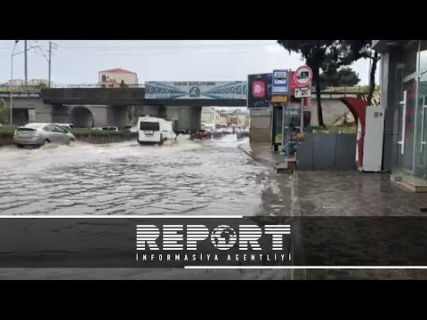 Bakının bəzi prospekt və küçələrini su basdı