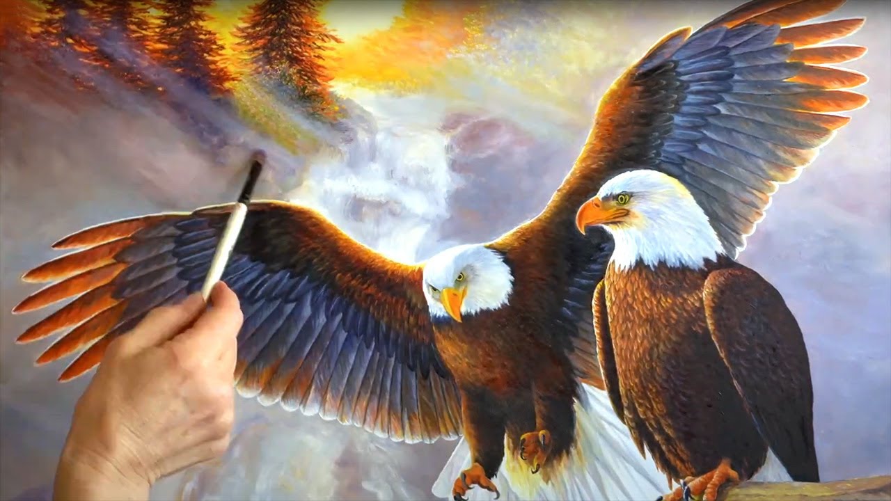 SOARING EAGLES Oil Painting Time-lapse | "Swift Wind" 🦅 - YouTube