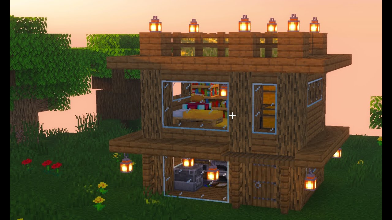 Minecraft How To Build a Simple Starter Wooden Base in Minecraft l ...