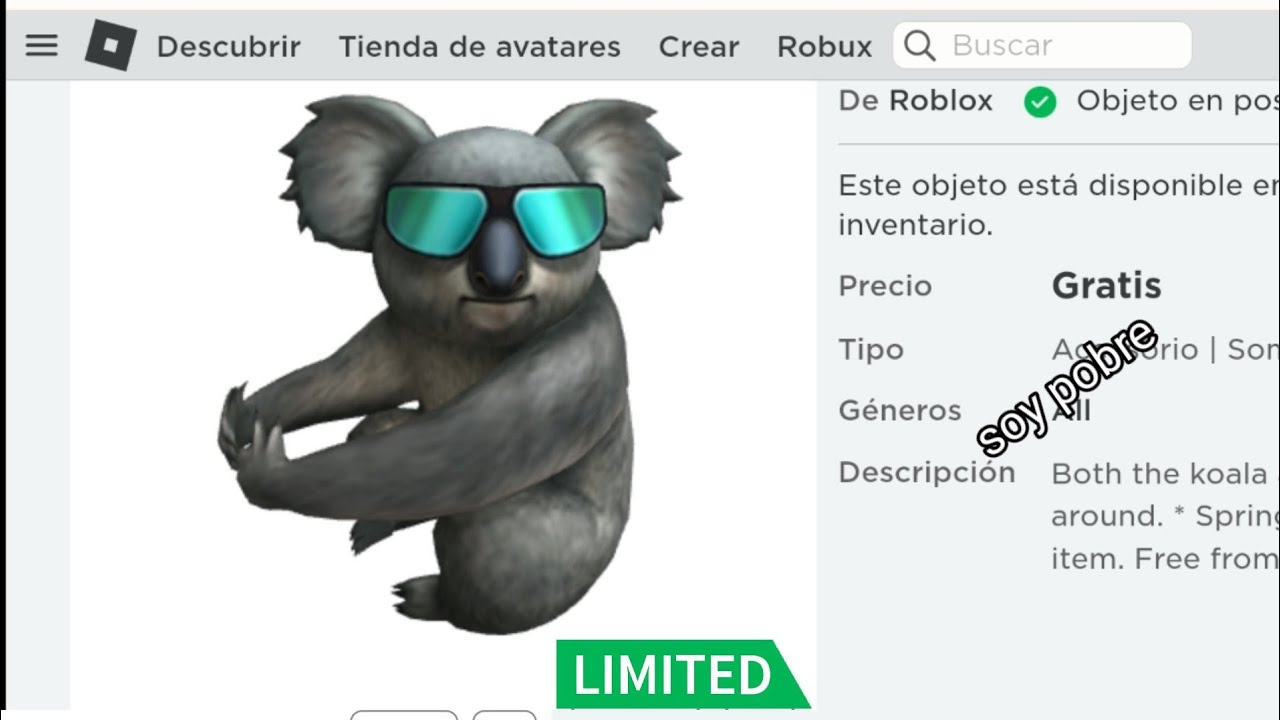 Nuevo accesorio (Too Cool Koala) Gratis Roblox 😱 corre - YouTube