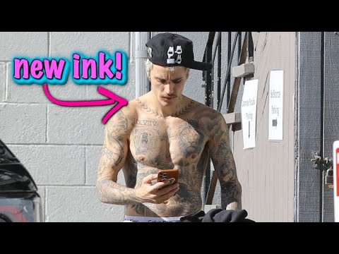 Justin Bieber Shows Off His New Tattoo As He Leaves The Dance Studio Shirtless