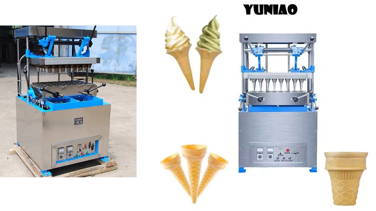 24 heads semi-atuo ice cream cone machine industrial use - YouTube