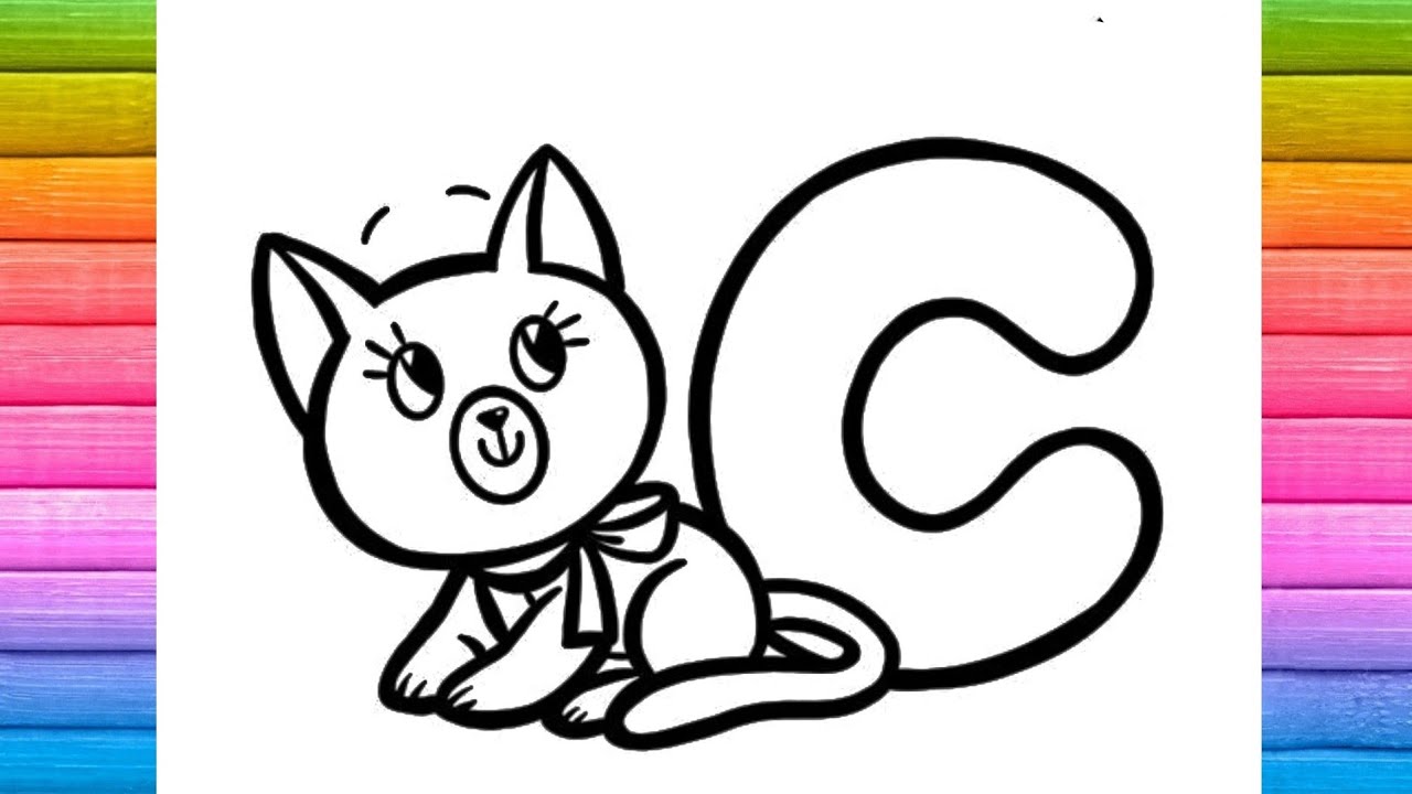 C letter | cat | drawing and coloring | drawing for kids | step by step ...