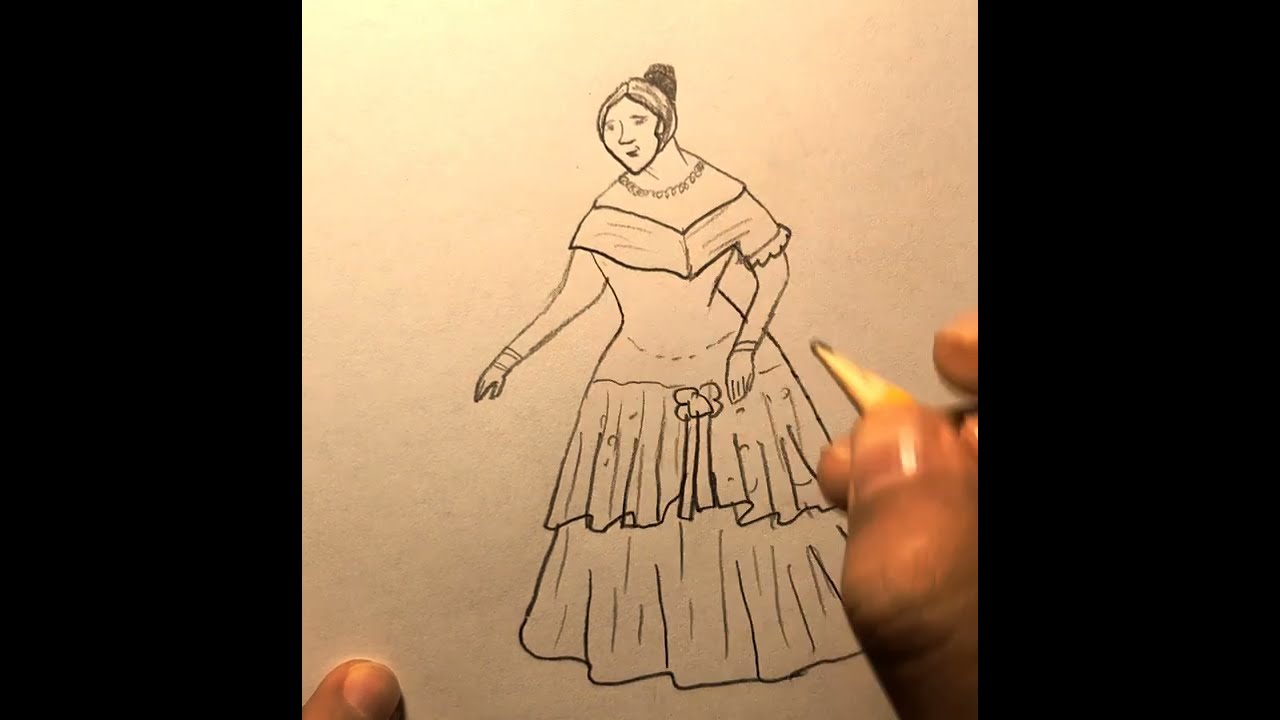 Como dibujar una dama antigua fácil - YouTube