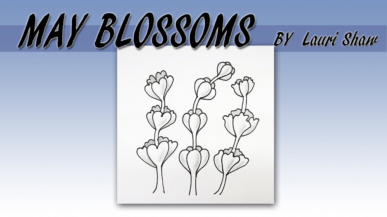 如何畫一般圖樣How to draw the Tangle Pattern MAY BLOSSOMS - YouTube